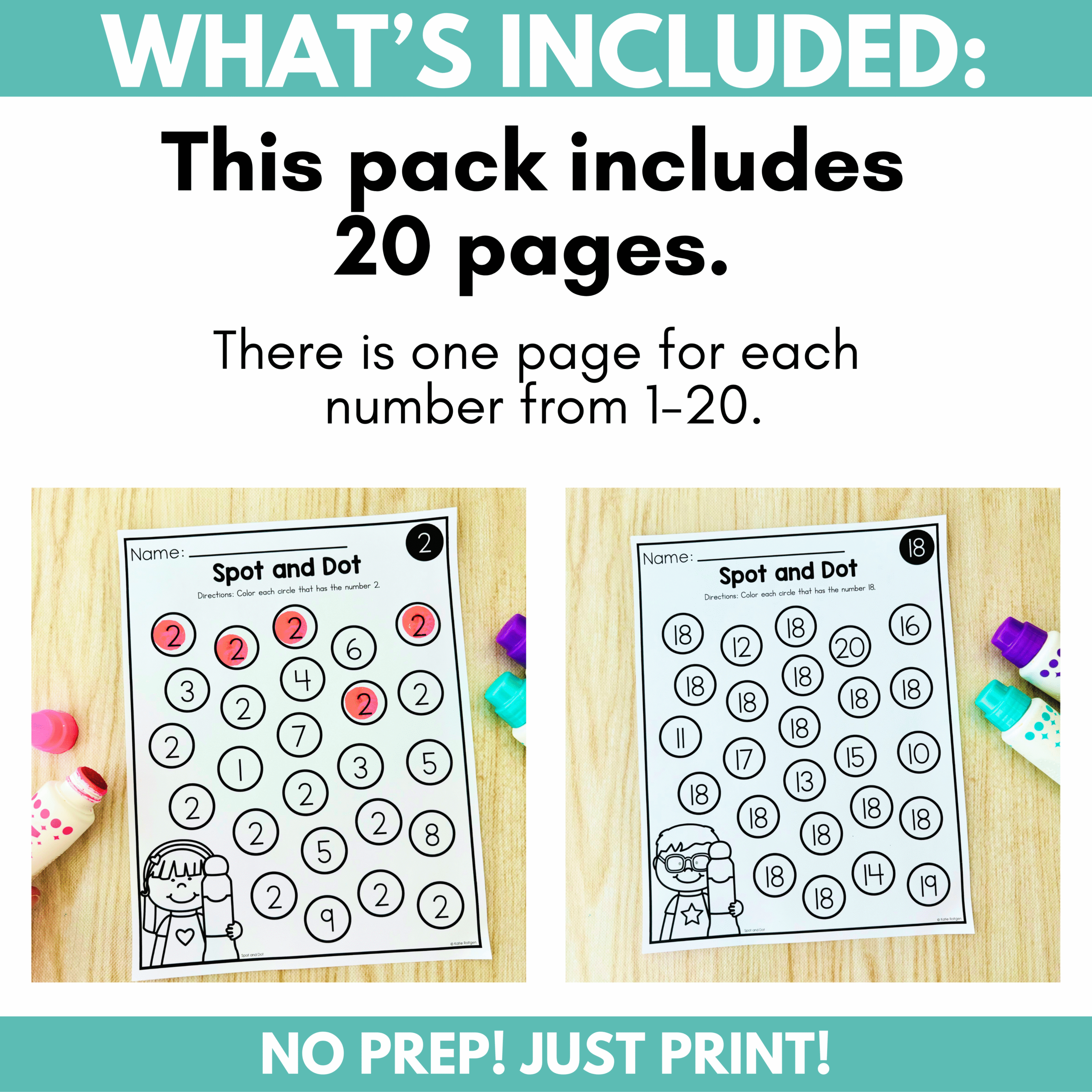 Numbers 1-20 Activities: Spot It and Dot It - Katie Roltgen Teaching