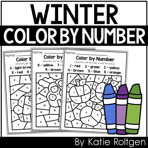 Winter Color-by-Number Pages - Katie Roltgen Teaching