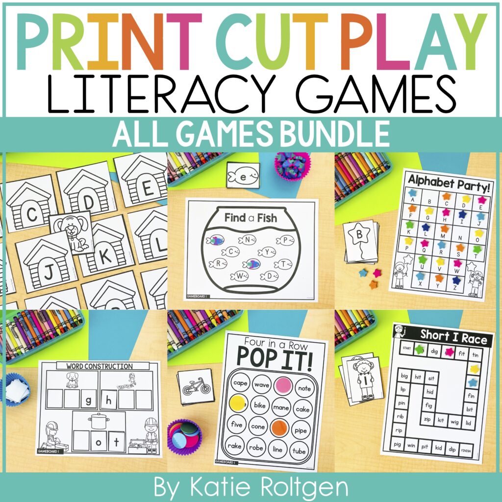 Kindergarten Literacy Games Bundle - Katie Roltgen Teaching