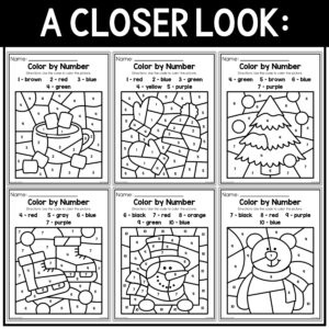 Winter Color-by-Number Pages - Katie Roltgen Teaching