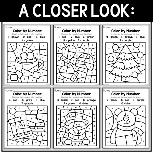 Winter Color-by-Number Pages - Katie Roltgen Teaching