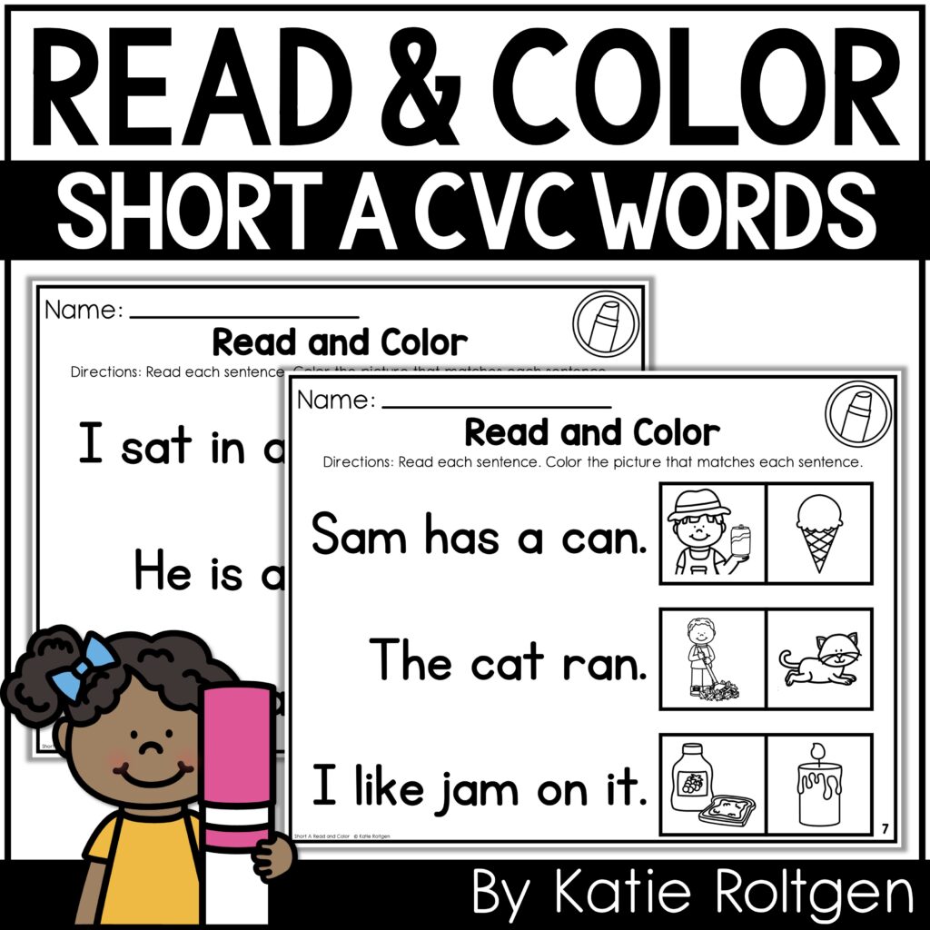 Read and Color {Decodable Short A CVC Word Sentences} - Katie Roltgen ...