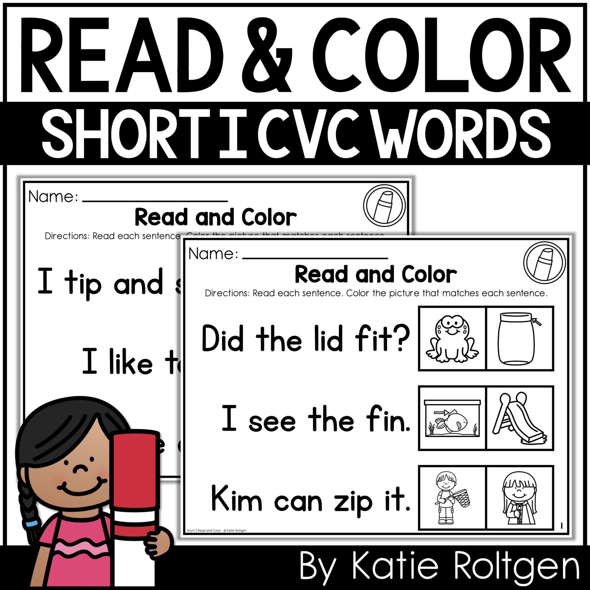 Read and Color {Decodable Short I CVC Word Sentences} - Katie Roltgen ...
