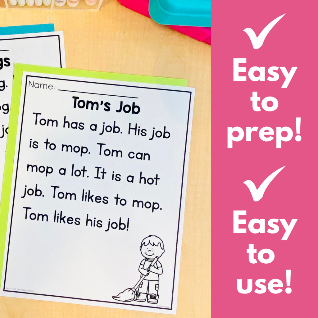 Short O CVC Decodable Passages for Kindergarten - Katie Roltgen Teaching