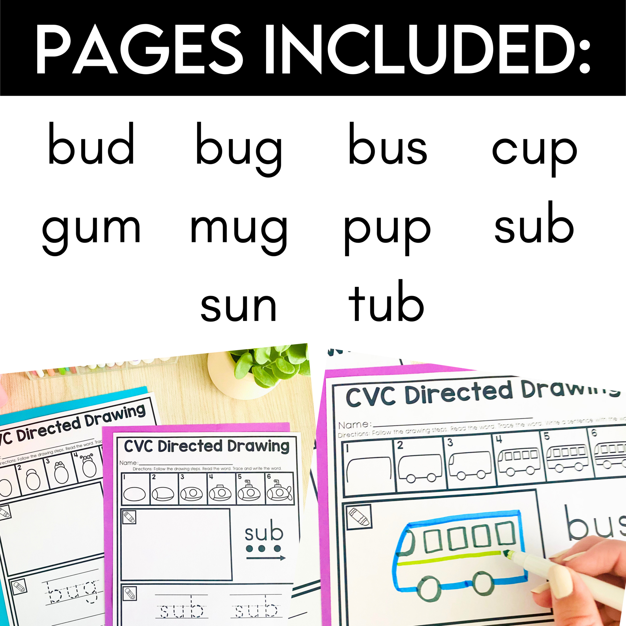 Short U CVC Directed Drawing Pages for Kindergarten - Katie Roltgen ...