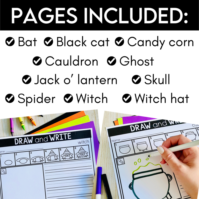 Halloween Directed Drawing Pages for Kindergarten - Draw and Write ...