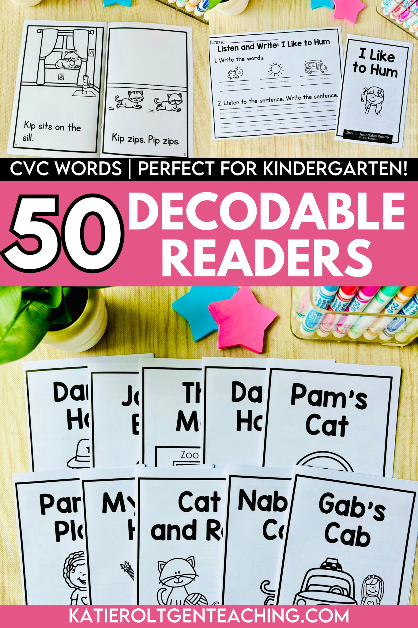 50 Printable Decodable Books for Kindergarten - Katie Roltgen Teaching