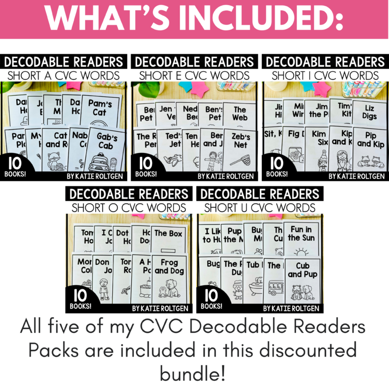 CVC Decodable Readers Bundle for Kindergarten - Science of Reading ...