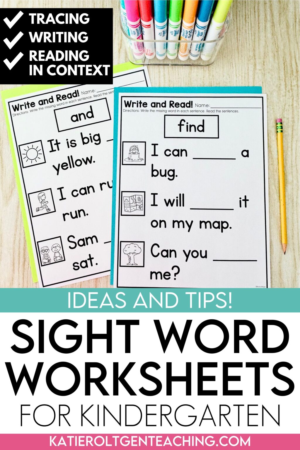 My Favorite Sight Word Worksheets for Kindergarten - Katie Roltgen Teaching