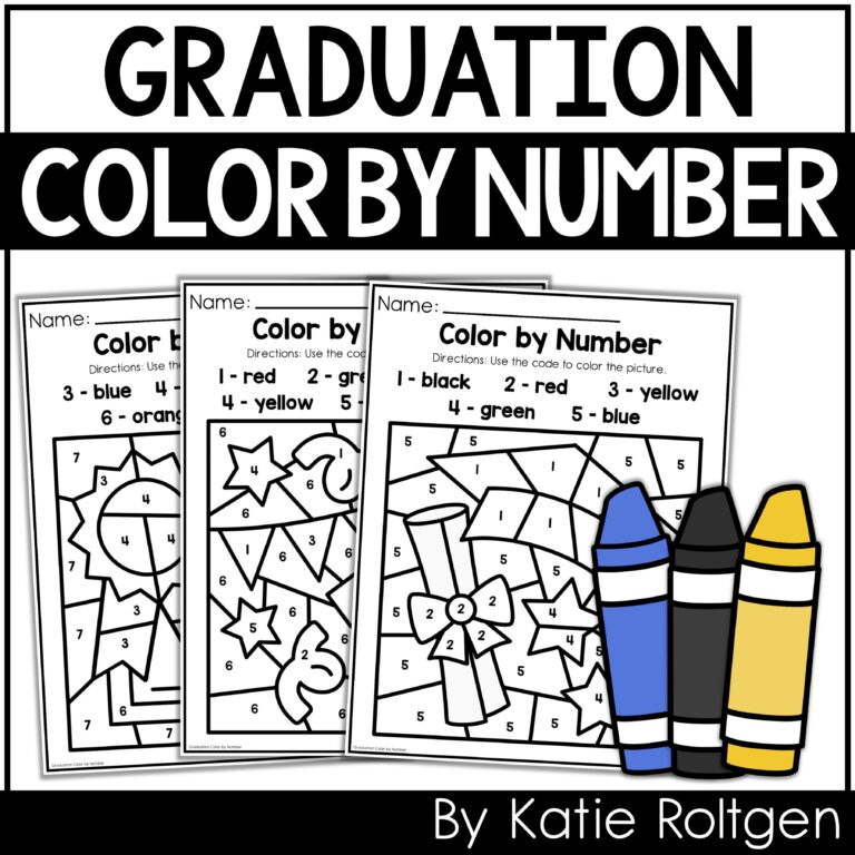 Kindergarten Graduation Activities - Color by Number Pages - Katie ...
