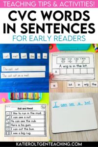 CVC Words in Sentences: Simple Practice Ideas for Early Readers - Katie ...